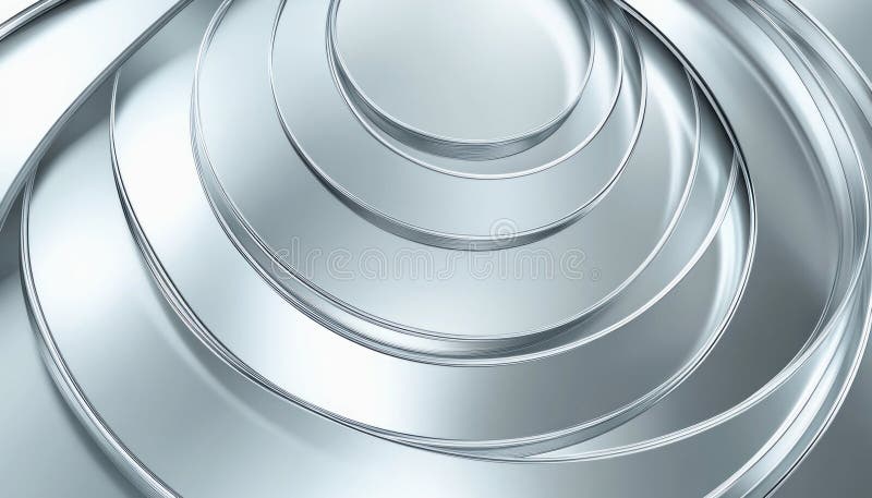 Metallic Silver Circles are Creating a Spiral Shape Stock Photo - Image ...