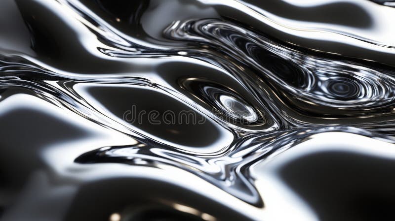 Metallic Silver 3D Waves Flowing Across a Dark Background, with ...