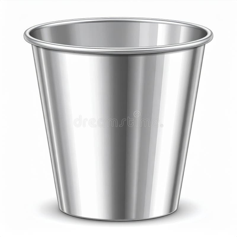 Metallic Silver Empty Cup on White Background Stock Illustration ...