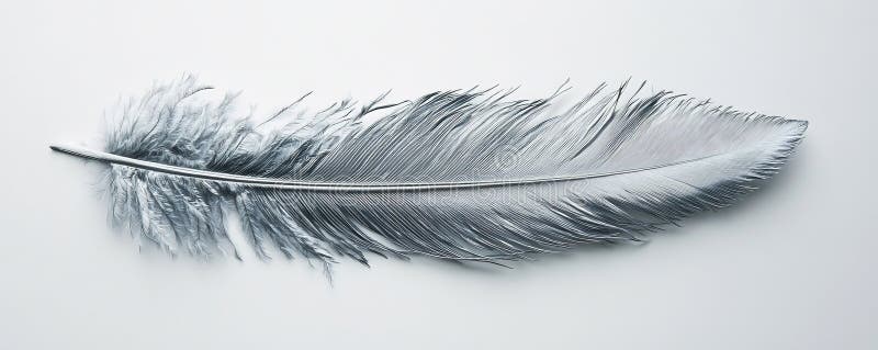 A Metallic Silver Feather with Sharp Barbs and Smooth Texture, Creating ...