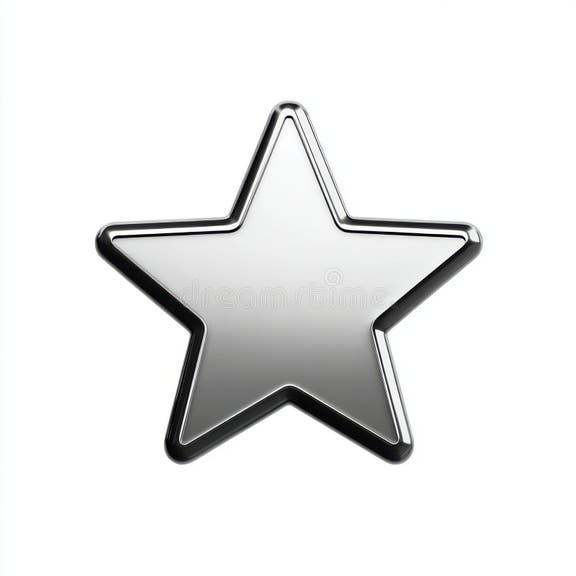 Metallic Silver Five Pointed Star on White Background Stock ...