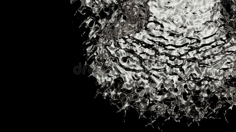 Metallic and Silver Fluid Start To Fill the Screen on Black Stock ...