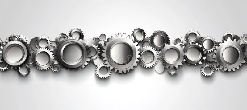 Metallic Silver Gears of Different Sizes Interlocked with Each Other on ...