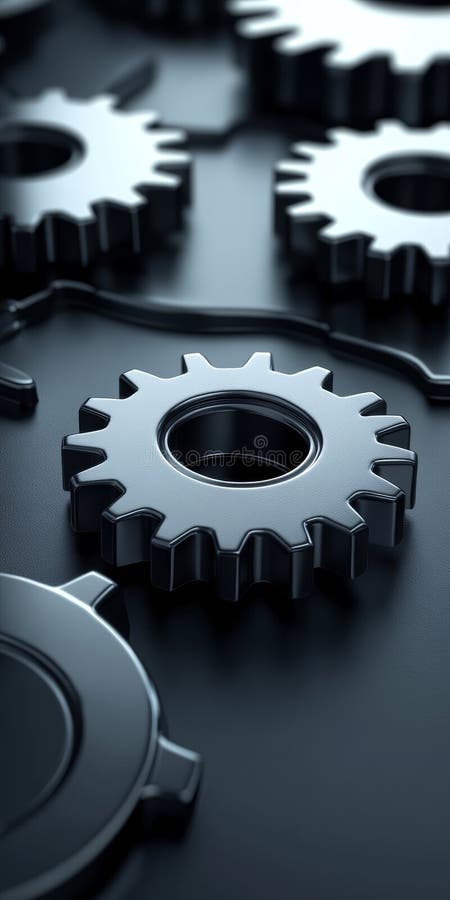 Metallic Silver Gears on Sleek Dark Background High-resolution Image ...