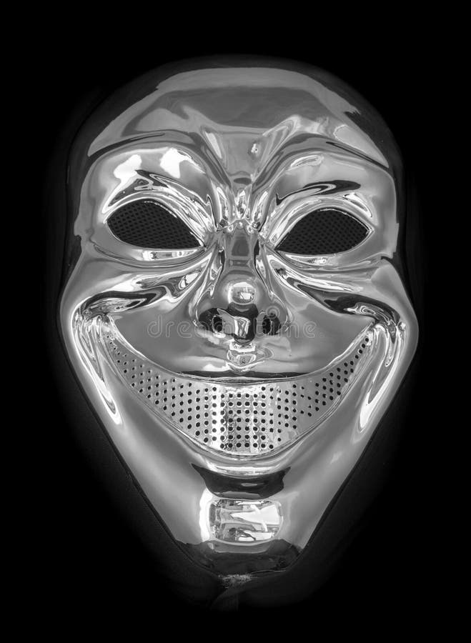 Metallic Silver Ghost Mask Isolated on Black Stock Image - Image of ...