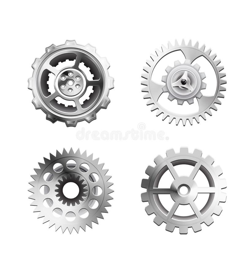 Metallic Silver Industrial Gears - 1 Stock Vector - Illustration of ...
