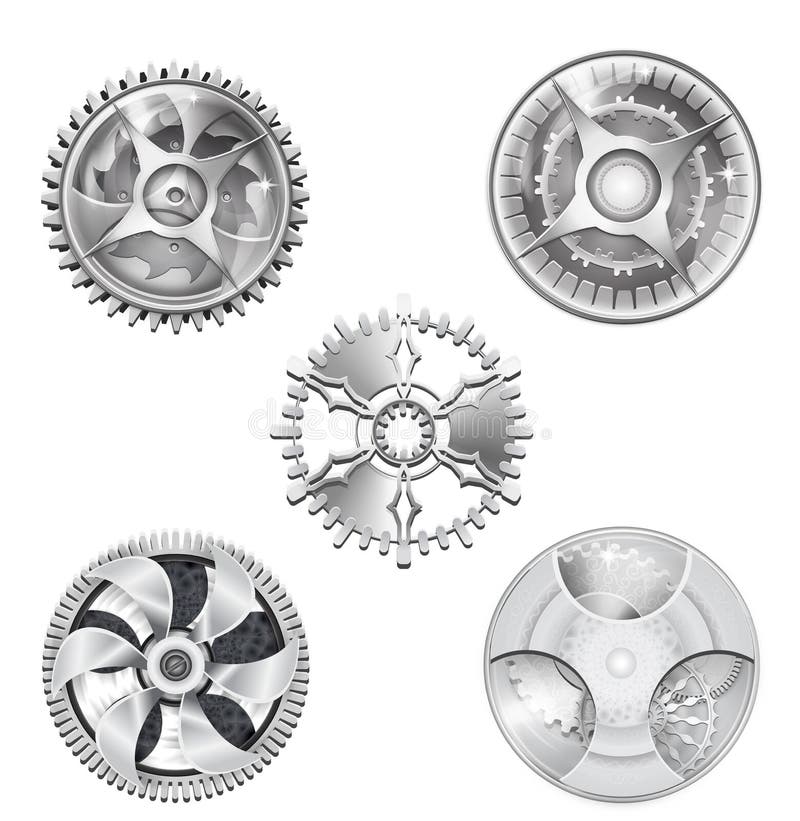 Metallic Silver Industrial Gears - 2 Stock Vector - Illustration of ...