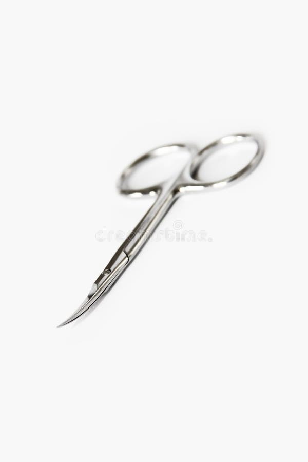Metallic Silver Manicure Sharp Scissors on a White Background Stock ...