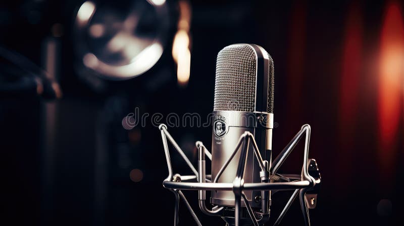 Metallic silver microphone stock illustration. Illustration of sound ...