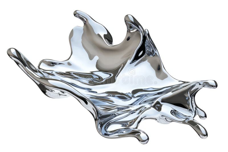 Metallic Silver Paint Splash with Glossy Reflections, Floating in Mid ...