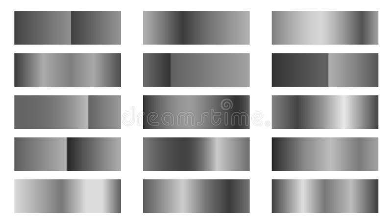 Metallic Silver or Platinum Gradients Combinations Set Stock Vector ...