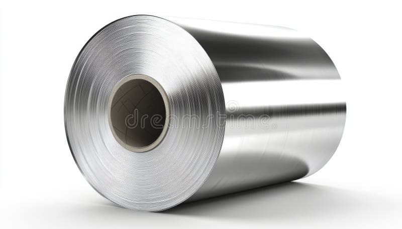 Metallic Silver Roll of Foil on White Background Stock Illustration ...