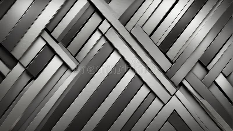 Metallic Silver Theme Vintage Striped Diagonal Lines and Blocks Pattern ...