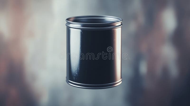 Metallic Silver Tin Can in a Studio Setting with Neutral Gray Backdrop ...