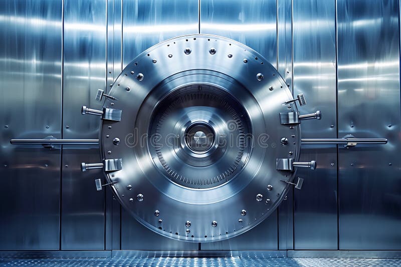 Metallic Vault Door in Bank Stock Illustration - Illustration of ...