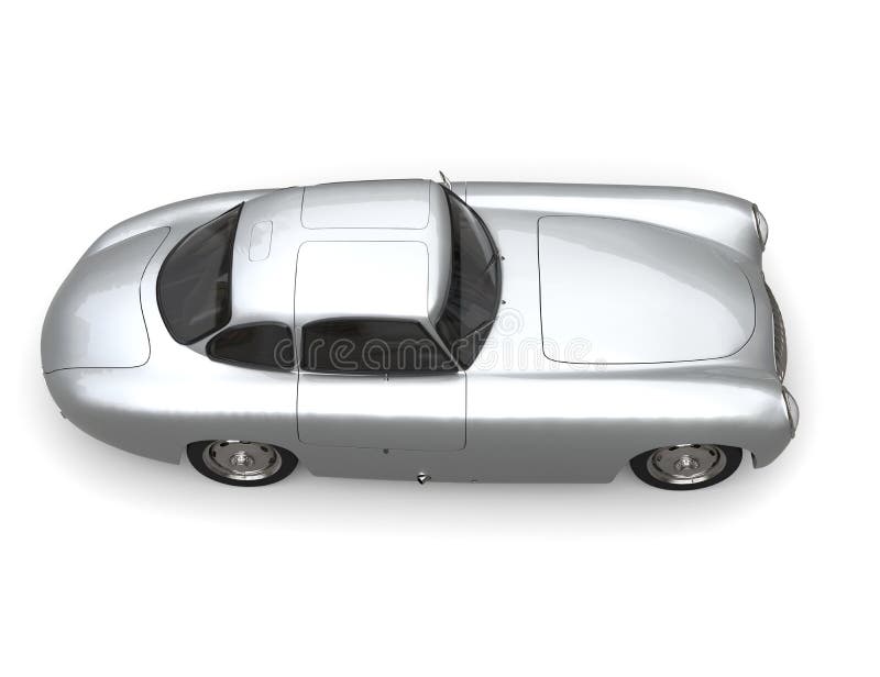 Metallic Silver Vintage Race Car - Top Down View Stock Illustration ...