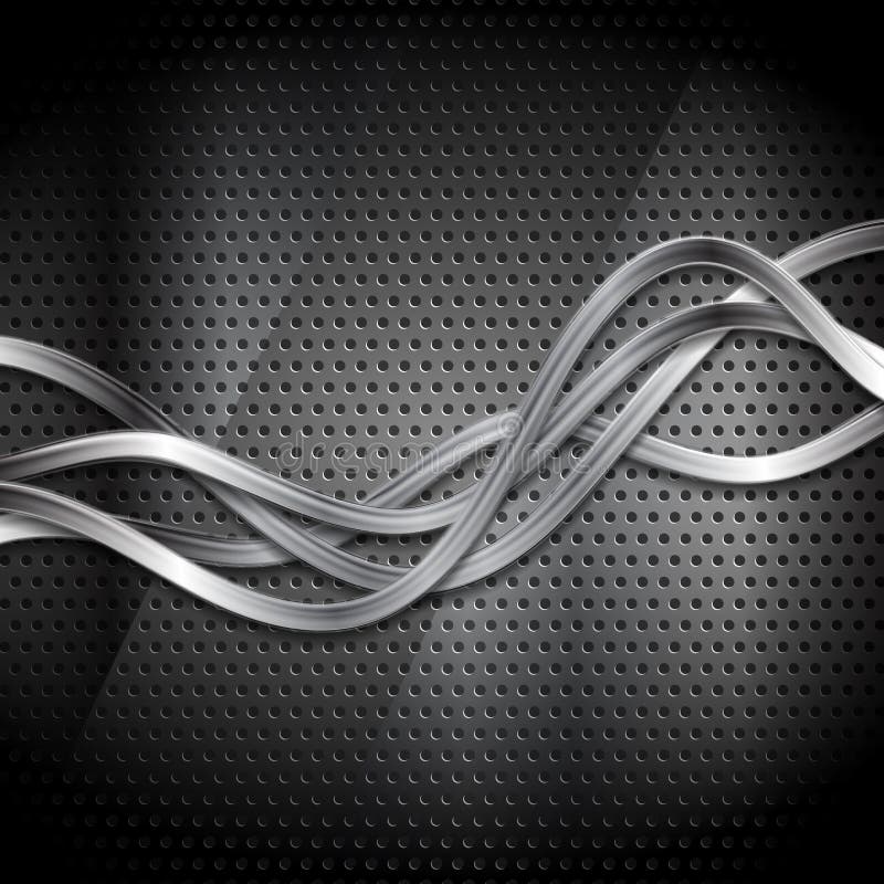 Metallic Silver Waves on Dark Perforated Background Stock Vector ...