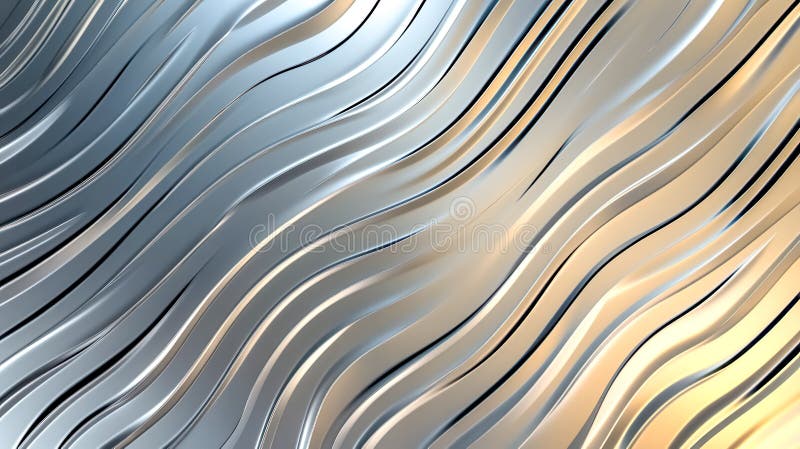 Metallic Silver Waves Flowing Seamlessly Creating Modern Background ...
