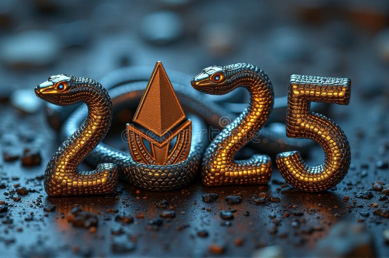 Metallic Snake Symbol with Cryptocurrency 2025 Theme Stock Photo ...