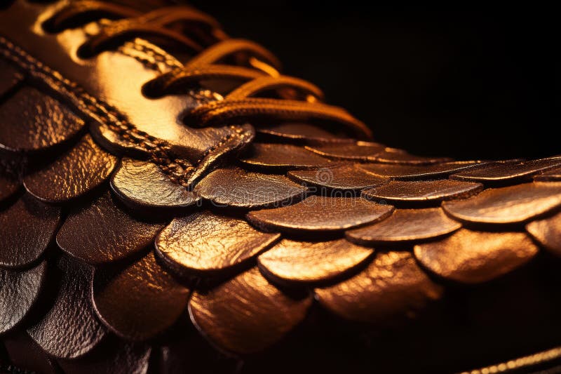 Metallic Sneaker with Unique Winged Pattern in Golden Tones Stock ...