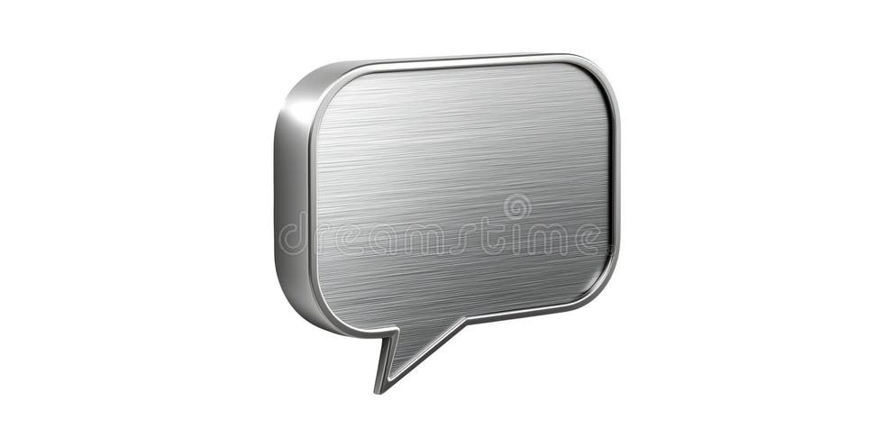 Metallic Speech Bubble Icon. Symbolizing Communication and Digital ...