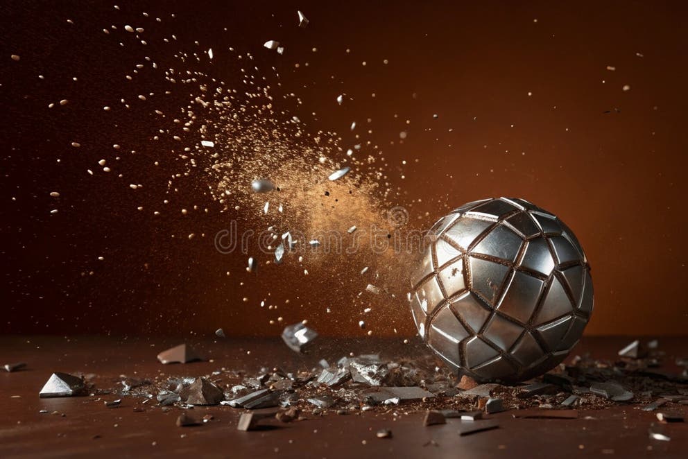 Metallic Sphere Explosion in Dark Brown Background - Generated by Ai ...