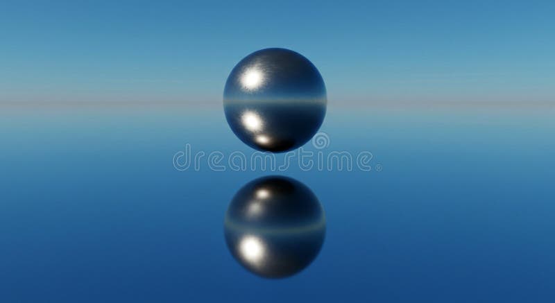 Metallic Sphere Reflecting on a Blue Surface Stock Illustration ...