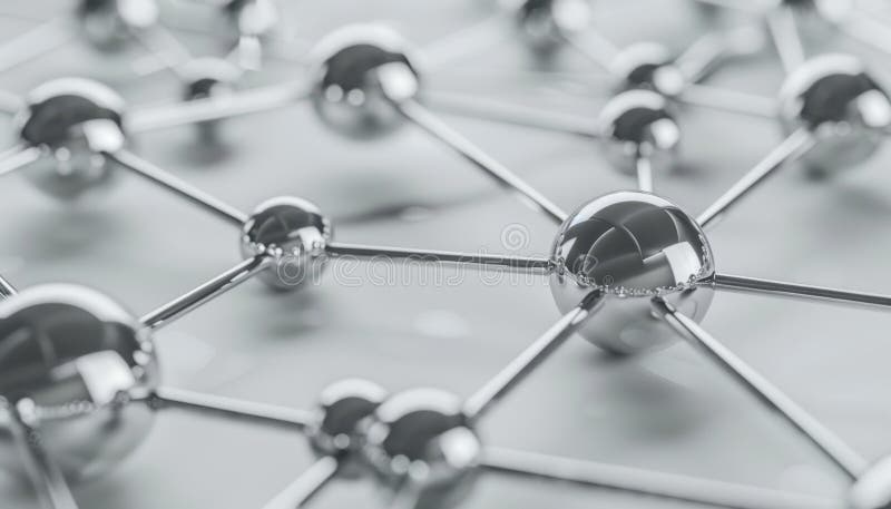 Close-up View of Metallic Spheres Connected by Thin Rods in a ...