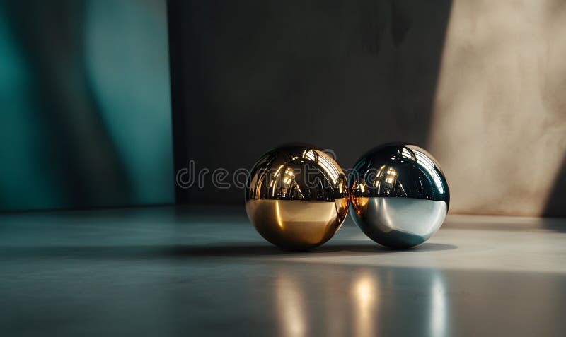 Metallic Spheres on a Sleek Modern Surface Stock Illustration ...