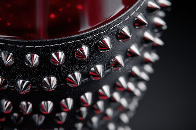 Metallic Spiked Cup Filled with Dark Red Liquid on a Black Background ...