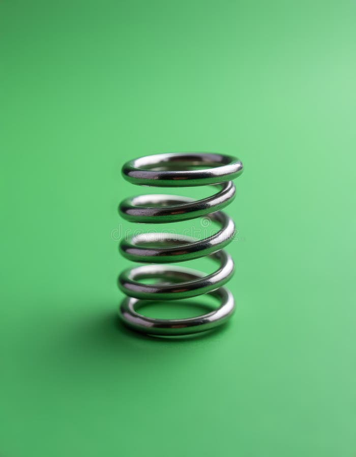 A Coiled Metal Spring on a Green Background, AI-generated Stock ...