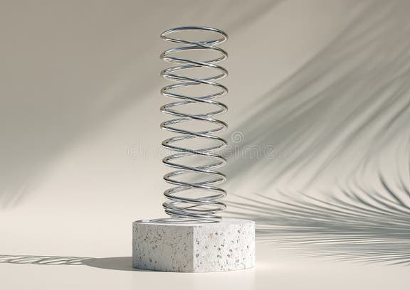 Metallic Spring on Pedestal Stock Illustration - Illustration of object ...