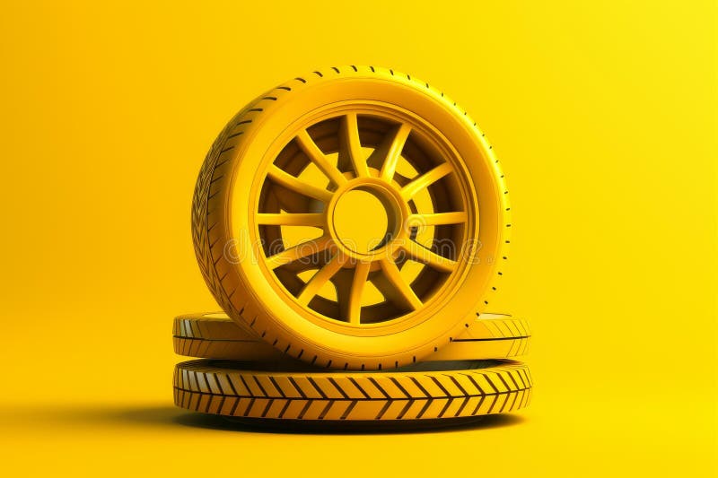 Metallic Stack Wheel Yellow. Generate Ai Stock Illustration ...