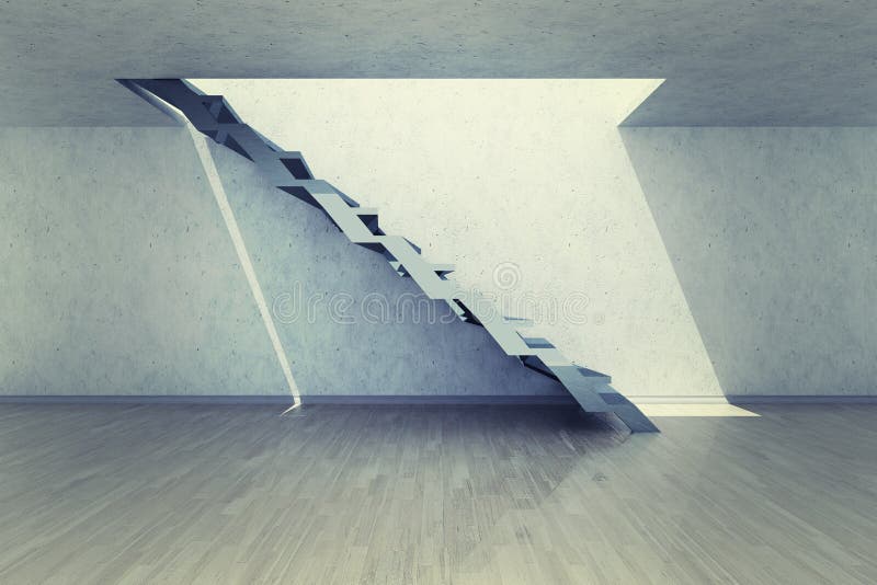 Metallic Staircase Side View in Yellow Light Interior Stock ...