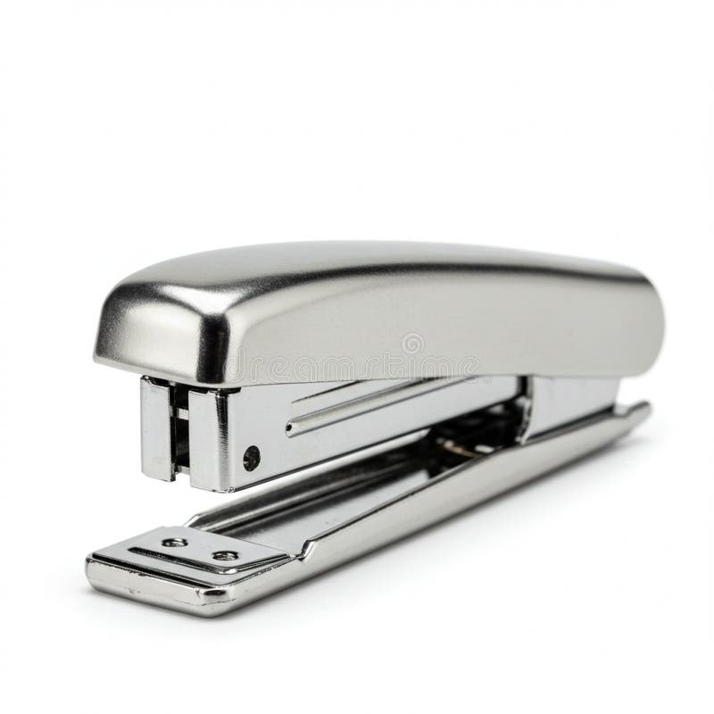 Metallic Stapler with a Sleek, Silver Finish, Featuring a Smooth ...
