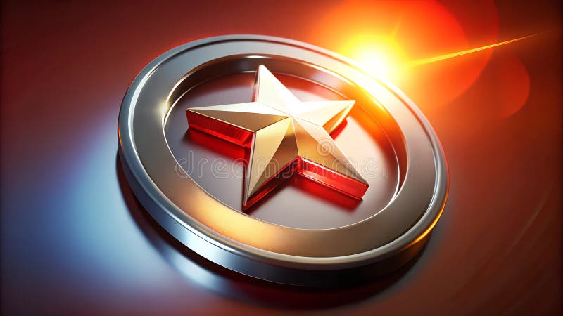 Metallic Star Emblem with Glowing Light Effect Stock Illustration ...