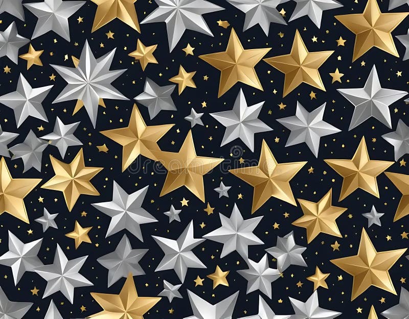 Metallic Star Pattern with Gold and Silver Foil Effects Stock ...