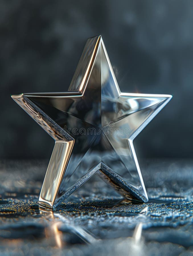 A Metallic Star Standing Upright on a Textured Surface. Stock Photo ...