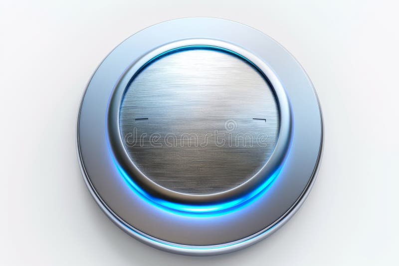 Metallic Start Button with Blue Glow Stock Illustration - Illustration ...