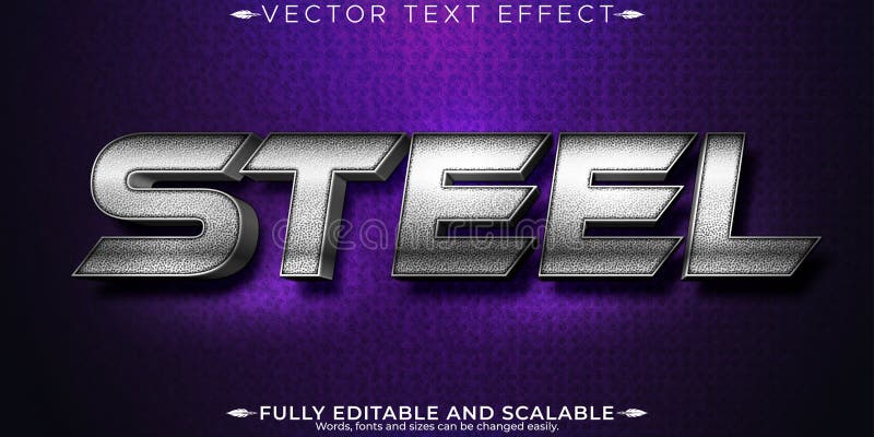 Metallic Steel Text Effect, Editable Shiny and Elegant Text Style Stock ...
