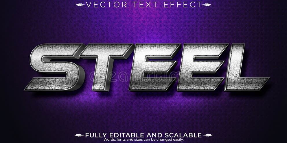 Metallic Steel Text Effect, Editable Shiny and Elegant Text Style Stock ...
