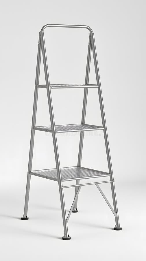 Metallic Step Ladder with Three Shelves. Stock Illustration ...