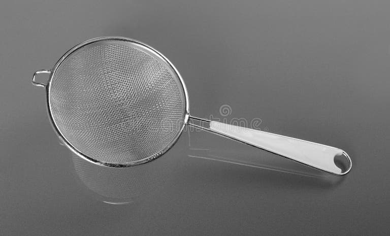 Metallic Strainer with Plastic Handle Stock Image - Image of chrome ...