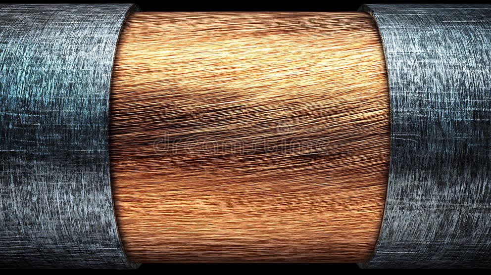 Metallic Structure with Copper Wire Bundle Detailed Texture Industrial Composition for Technical ...