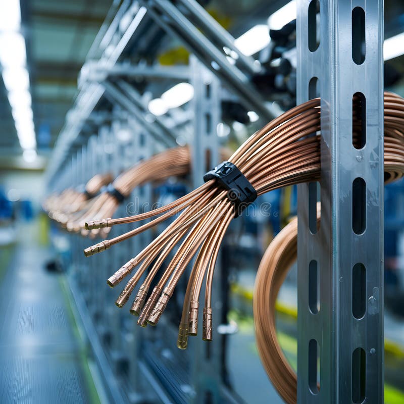 Metallic Structure with Copper Wires Suggests Industrial Assembly or ...