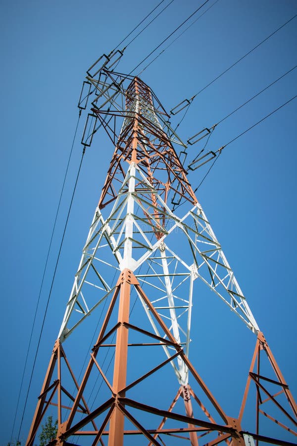 Metallic Structure with High Voltage Electrical Wires Stock Photo ...