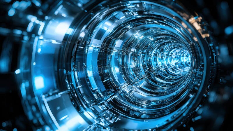 Metallic Structure with Illuminated Blue Lights Creating a Modern and ...