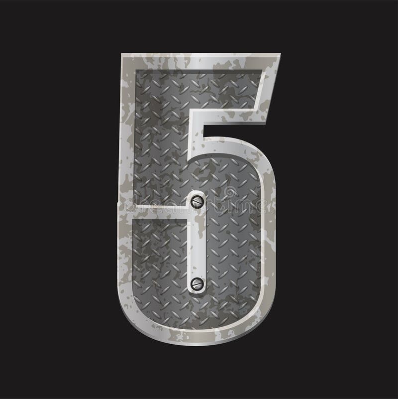 Metallic Style Silver Number Five. Iron Number 5 Isolated in Vector ...