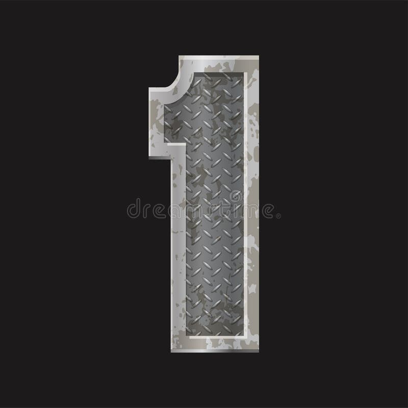 Metallic Style Silver Number One. Iron Number 1 Isolated in Vector ...
