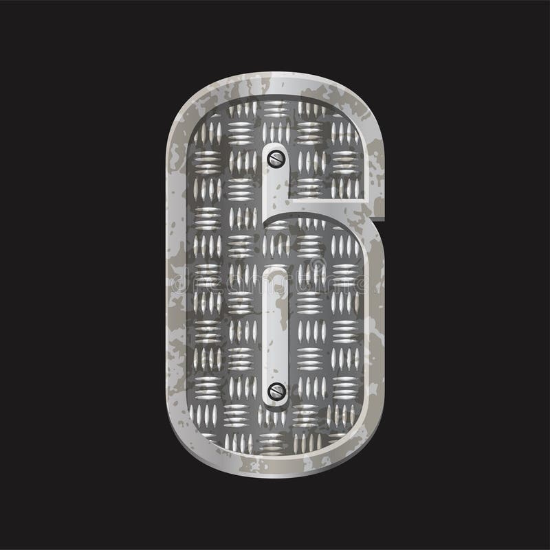 Metallic Style Silver Number Six. Iron Number 6 Isolated Stock Vector ...